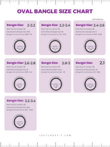 Bangle Size Chart in cm and inches by Wrist size